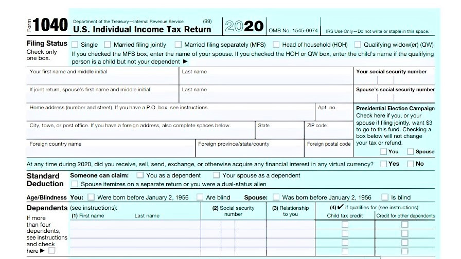Summary of the tax credits that were claimed on Form 1040 for the 2020 ...